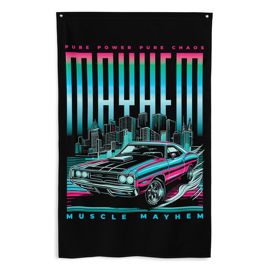 Muscle Mayhem Wall Flag JDM Car Wall Flag Wall Art Wall Banner - Etsy