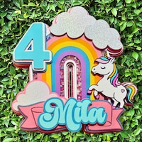 2D Unicorn Rainbow Cake Topper | Unicorn Cake Topper | Theme Cake ...