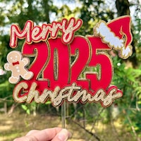 Personalized Name and Age Acrylic Christmas Birthday Cake Topper Set ...
