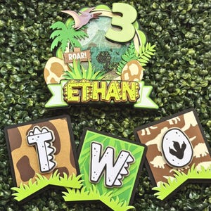 Personalized Dinosaur Birthday Banner | Custom 3D Layered Dino Party ...