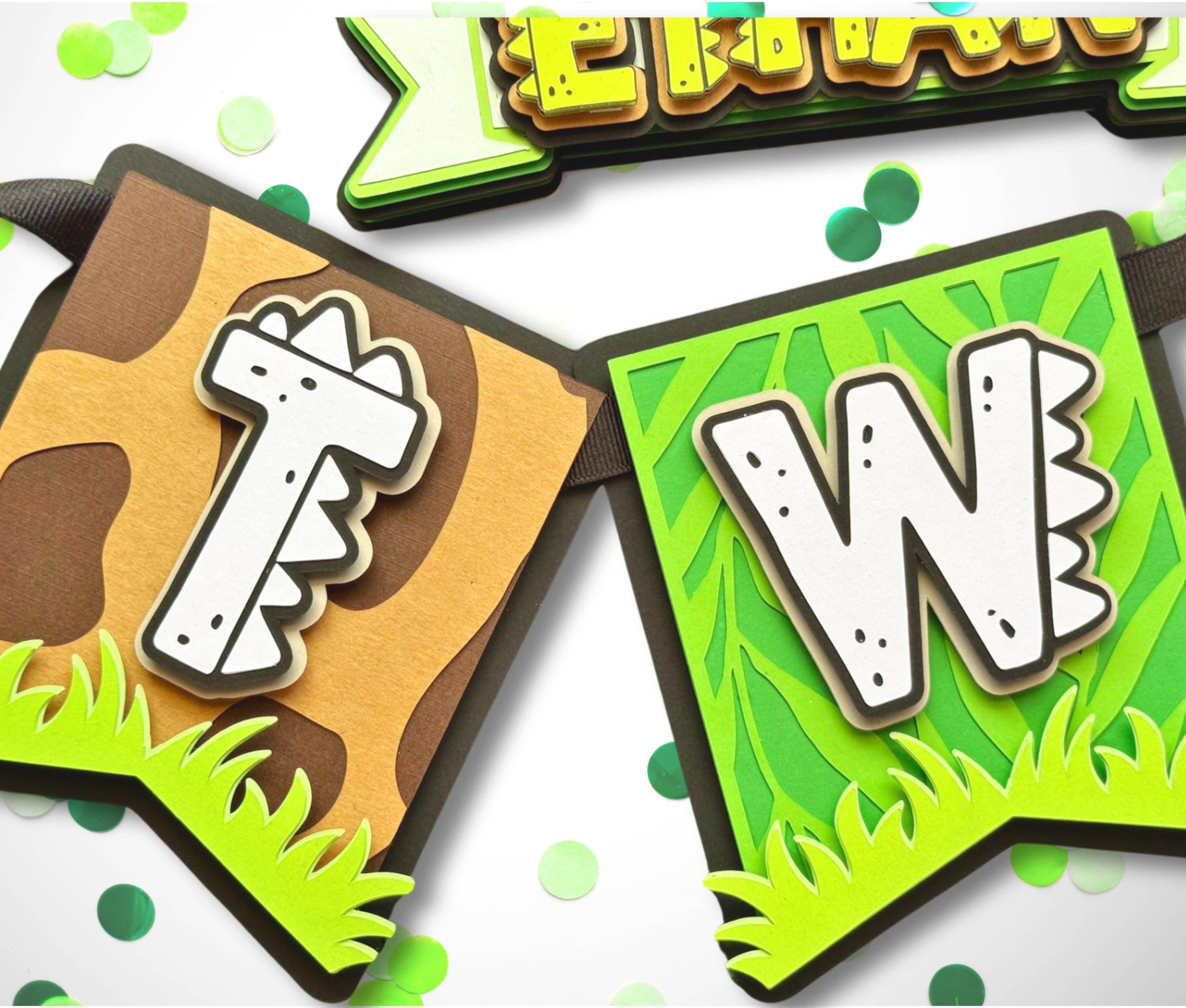 Personalized Dinosaur Birthday Banner | Custom 3D Layered Dino Party ...