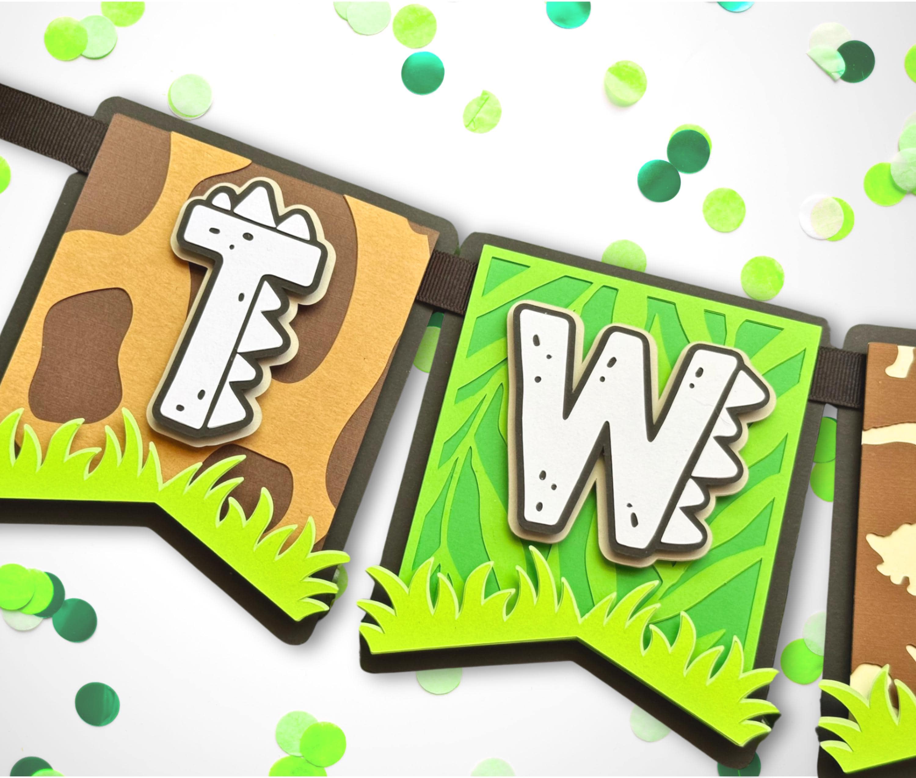 Personalized Dinosaur Birthday Banner | Custom 3D Layered Dino Party ...