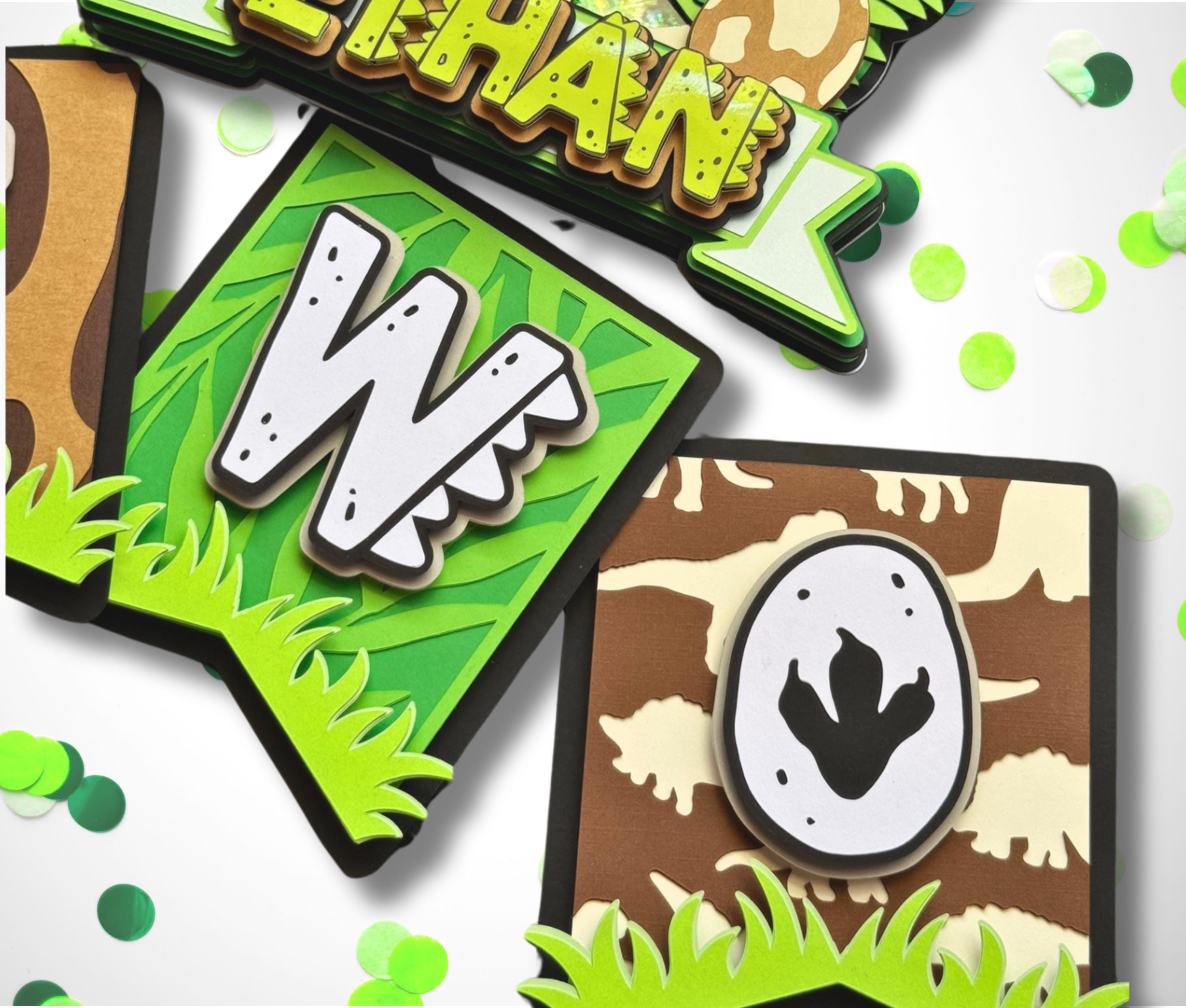 Personalized Dinosaur Birthday Banner | Custom 3D Layered Dino Party ...