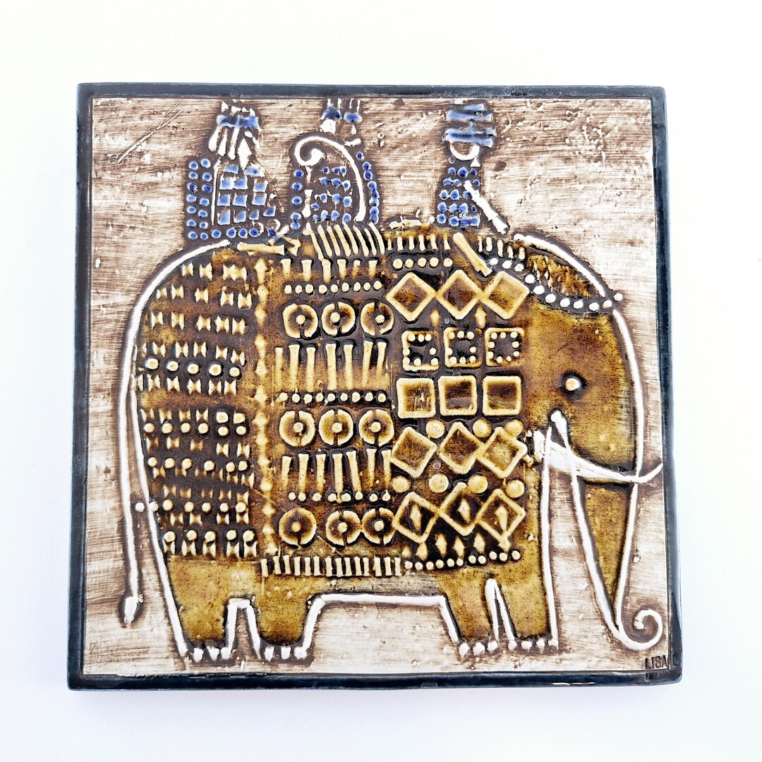 Mid Century Modern Elephant Wall Plaque / Tile Lisa Larson, Gustavsberg, Sweden 1960s Free ...
