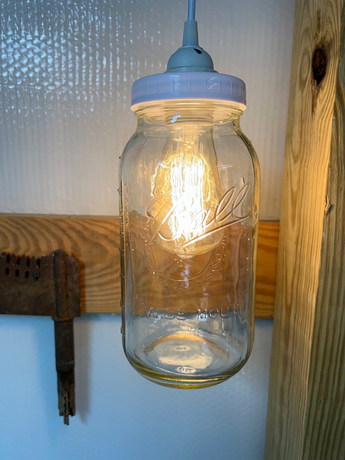 Swag Half Gallon Mason Jar Light With 12 Foot Cord With Built in On/off ...
