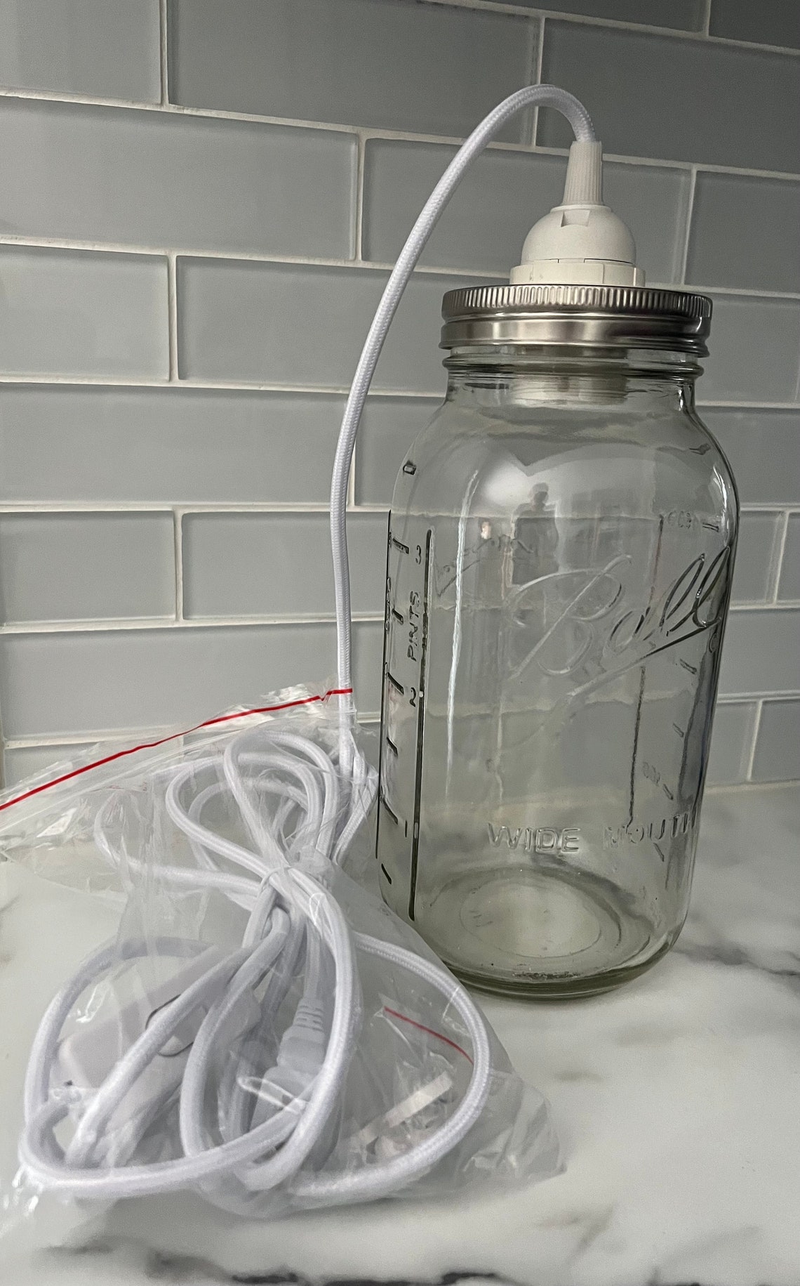 Swag Half Gallon Mason Jar Light With 12 Foot Cord With Built in On/off ...