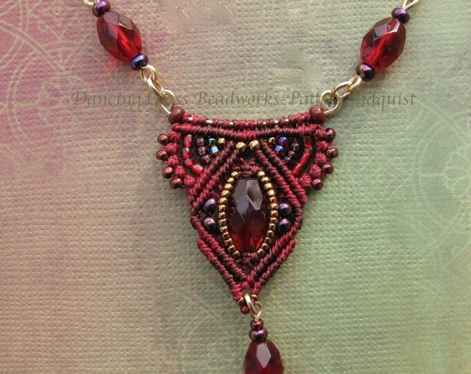 Macrame Necklace micro Macrame Beaded Pendant Beaded - Etsy