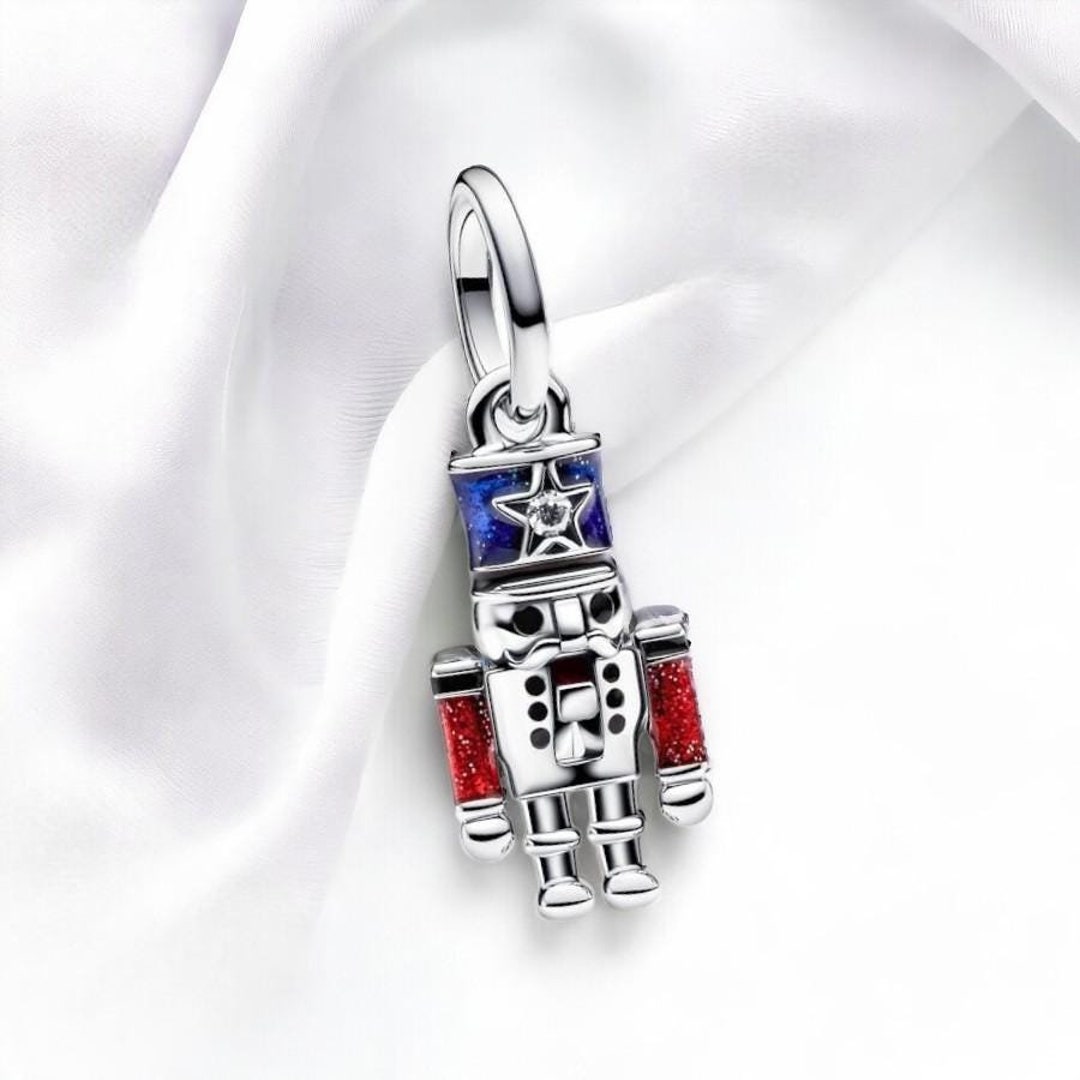 Dangle Nutcracker Charm for Christmas, Sterling Silver Charm, Holiday ...