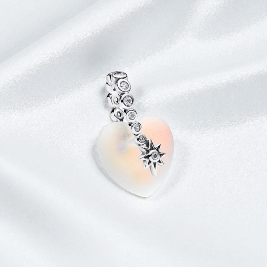 Shooting Star & Heart Dangle Charm, Dainty and Celestial Silver ...