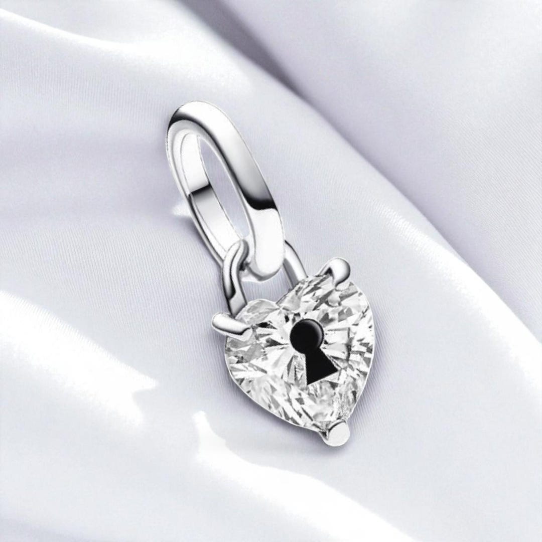 Elegant Keyhole Heart Mini Dangle Charm, Luxury Jewellery for Women ...