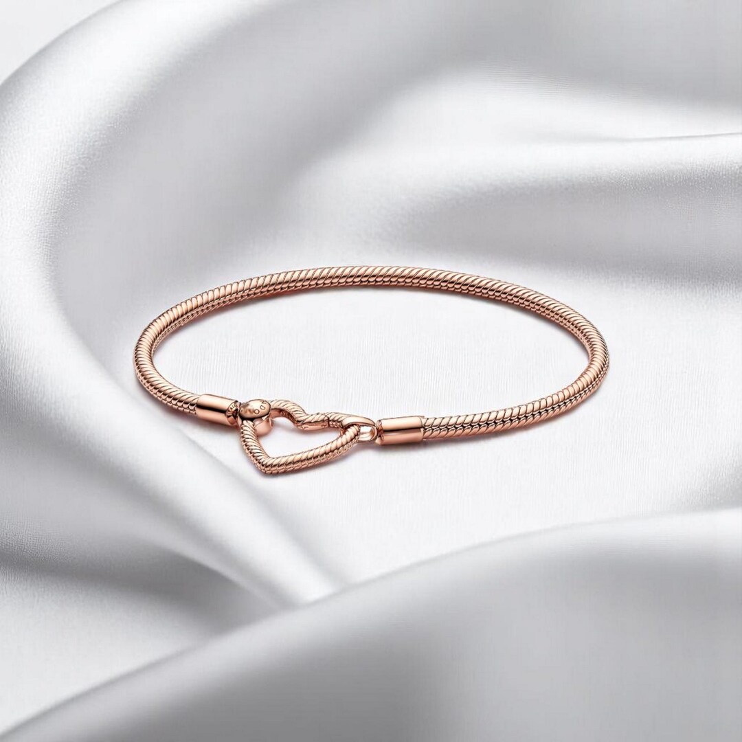 Heart Closure Snake Chain Bracelet, Rose Gold Snake Chain Women ...