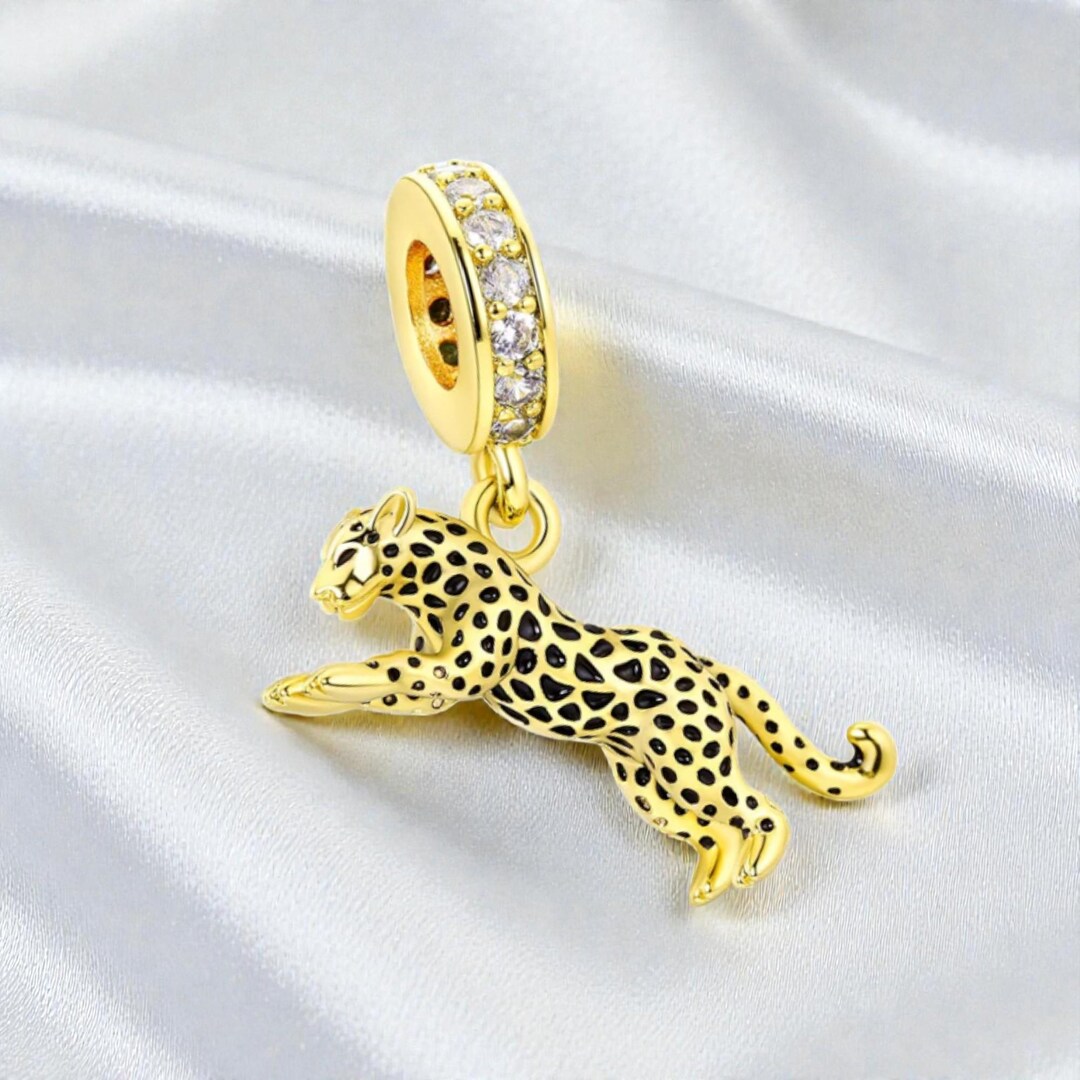Golden Leopard Charm, Cute DIY Animal Bracelet, Necklace or Pendant ...
