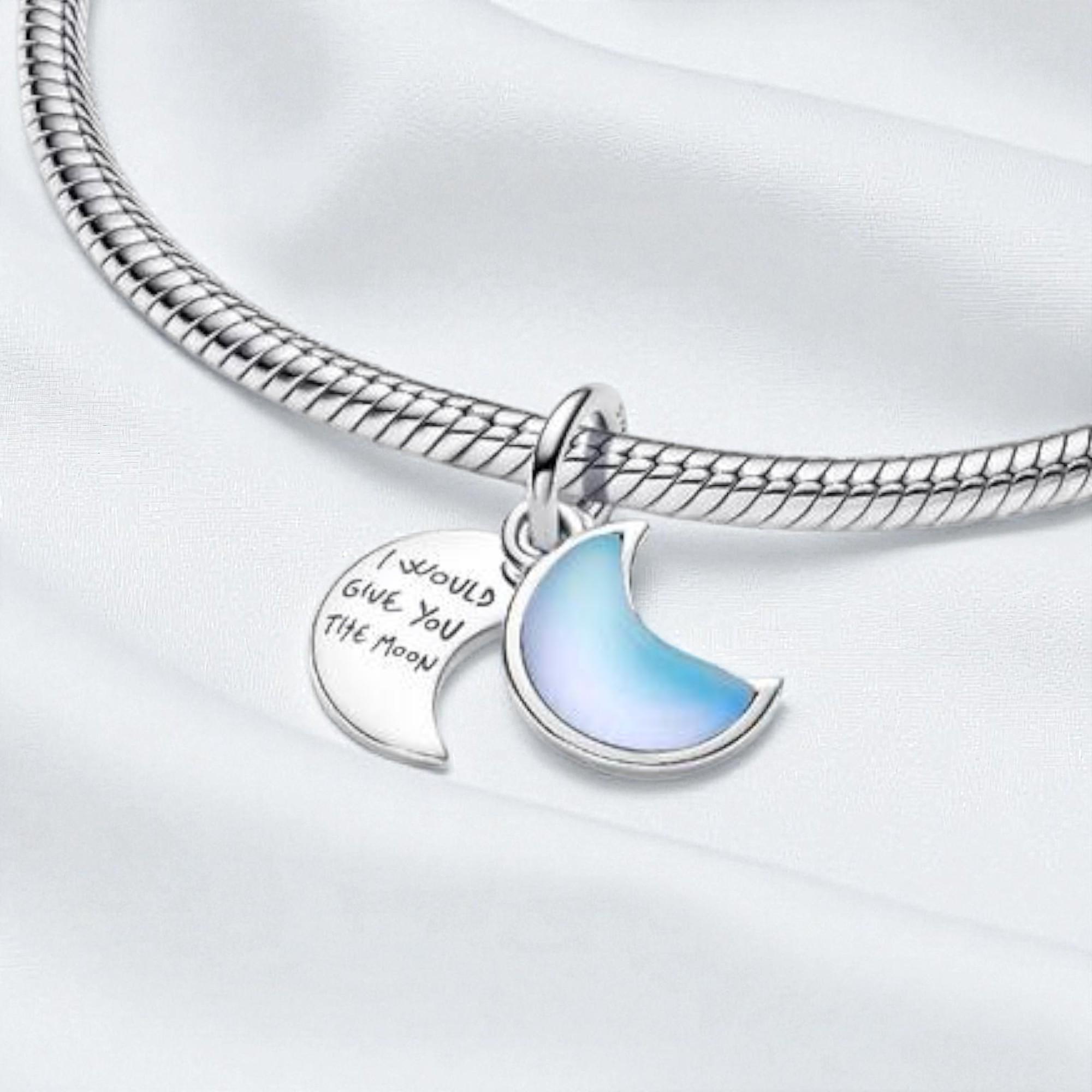 Mystical Crescent Moon Charm, Elegant Double Dangle Charm for Women ...