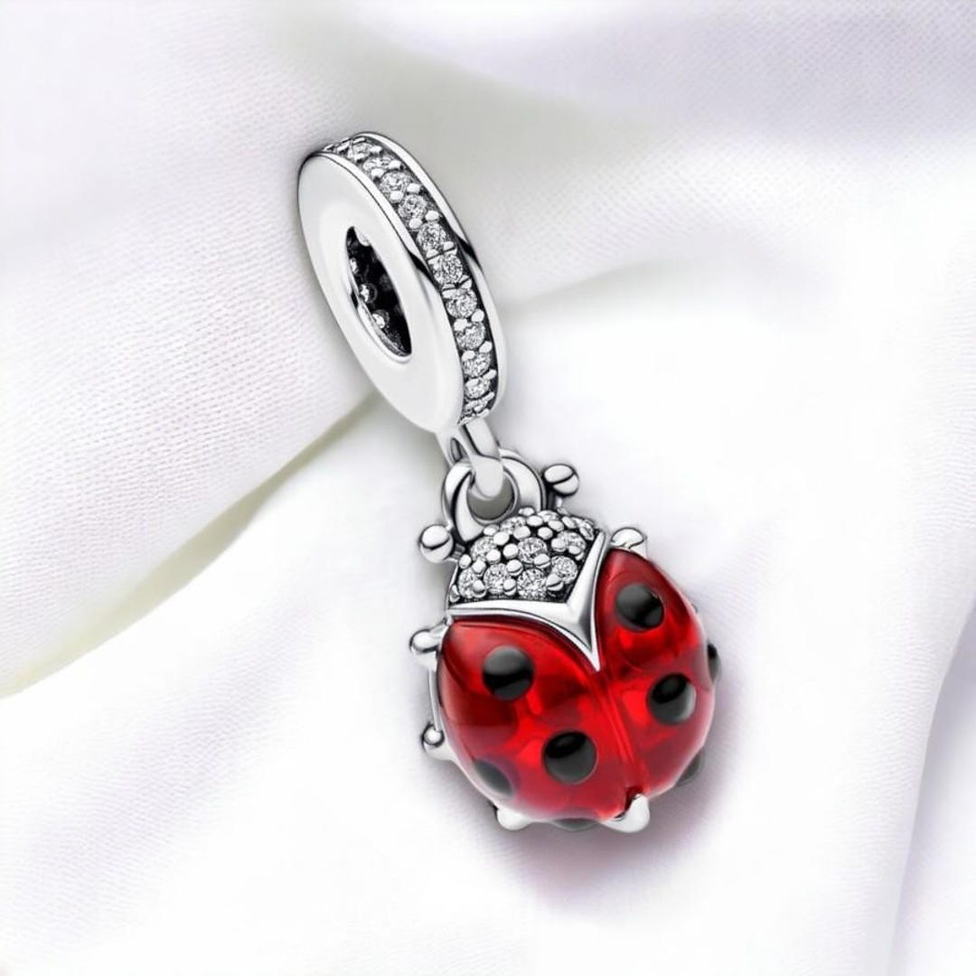 Ladybug Charm, Cute Red Ladybird Charm, Sterling Silver Handmade Bug ...