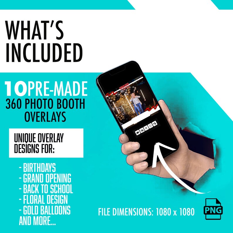 10 Premade Photo Booth Overlay Designs, 360 Photo Booth Overlays, Pre ...