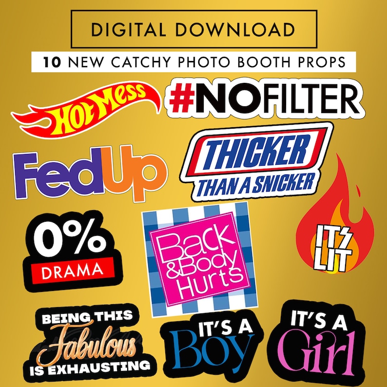 10 Catchy New Popular Photo Booth Props PNG, Instant Download Photo ...