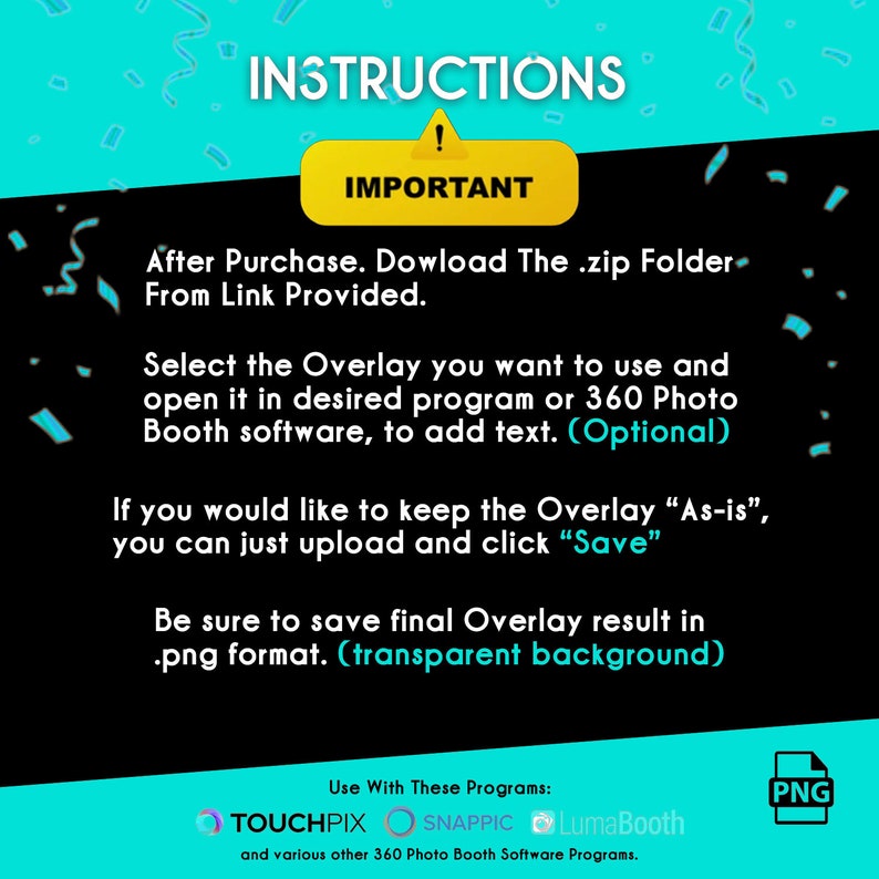 10 Premade Photo Booth Overlay Designs, 360 Photo Booth Overlays, Pre ...