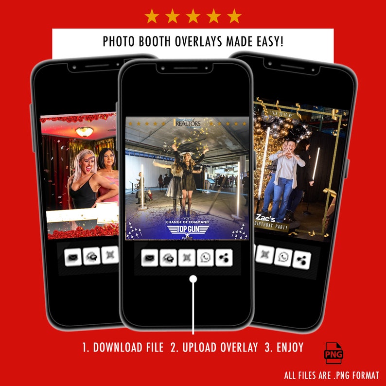 25 Premade Photo Booth Overlay Designs, 360 Photo Booth Overlays, Pre ...