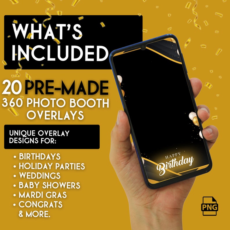 25 Premade Photo Booth Overlay Designs, 360 Photo Booth Overlays, Pre ...