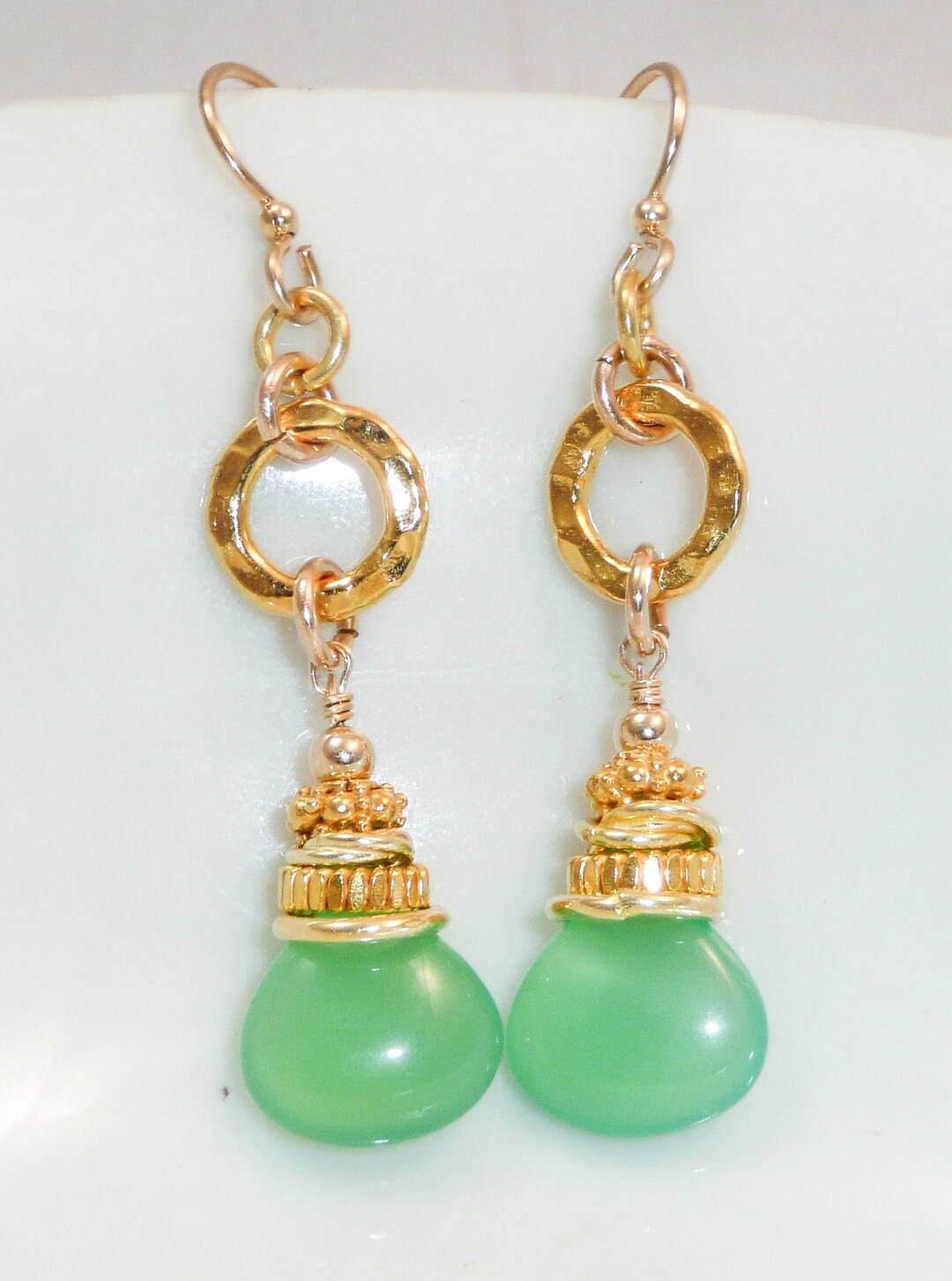 Chrysalis Earrings - Chrysoprase, Vermeil and Gold Filled Accents and Earwires - Etsy