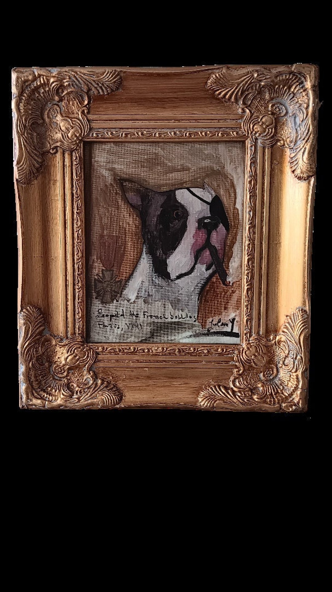 French Bulldog Original Oil Painting leopold the French Bulldog, Dated ...