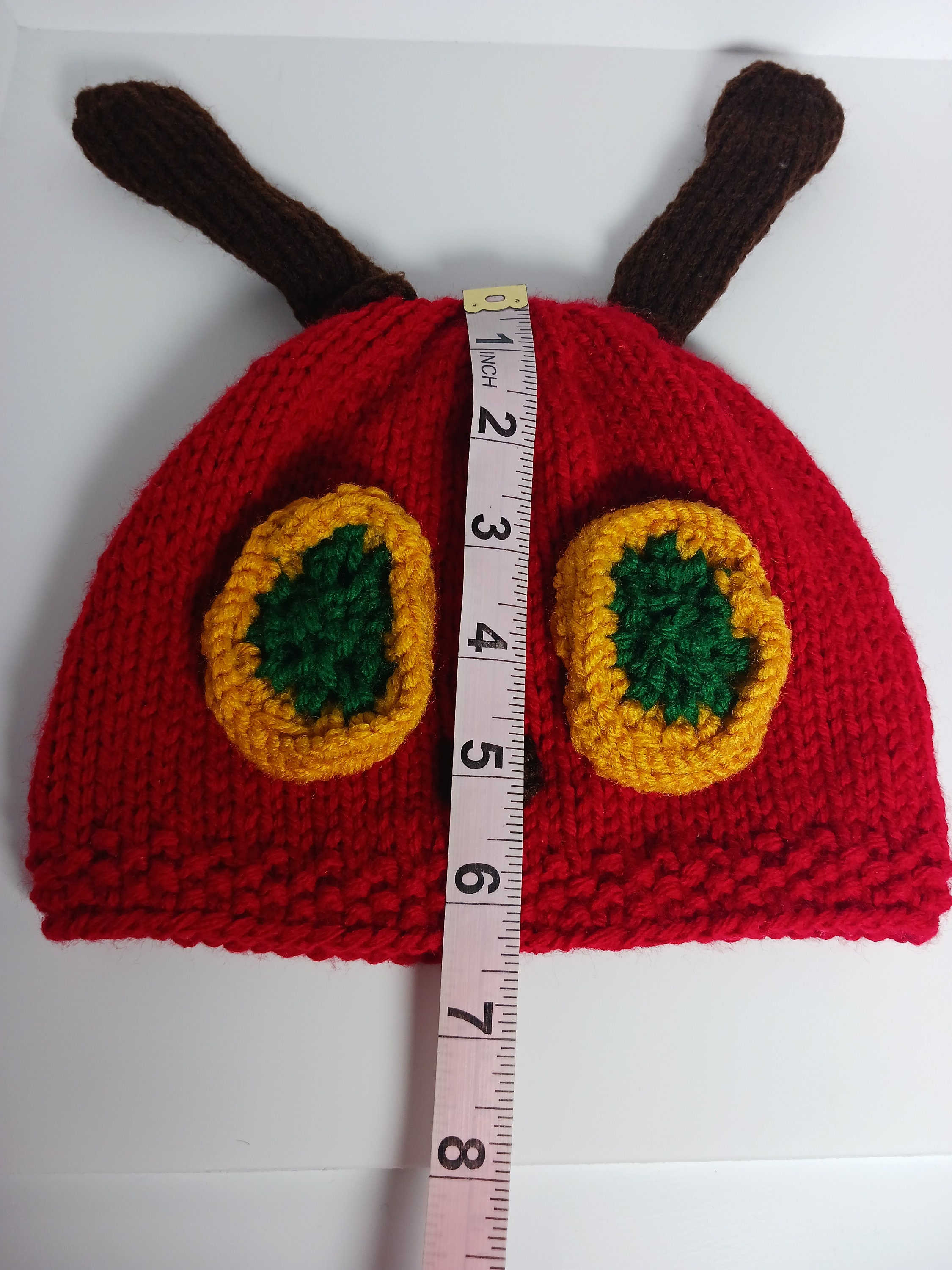 Knitted Caterpillar Hat Handmade 12 Months 1 Year Old Baby/toddler Red ...