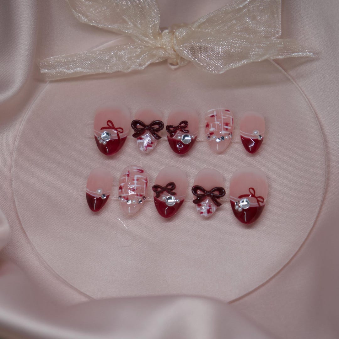 Handmade Cute Jelly Press on Nails, Korean Nails, Kawaii Nails, Short ...