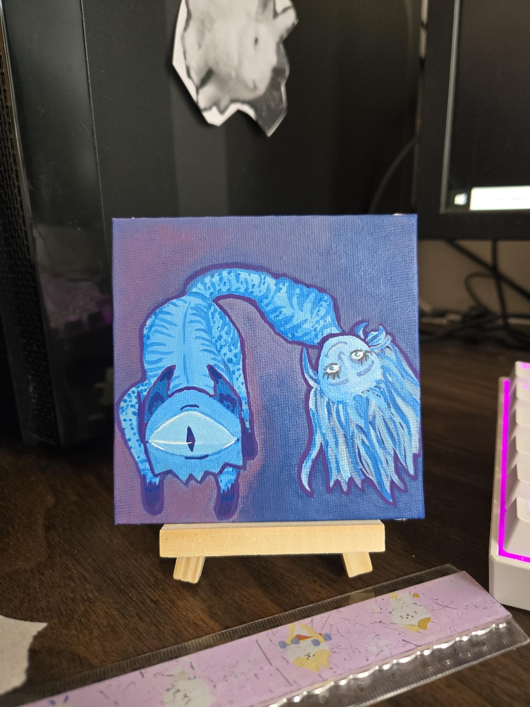 Laughing Sleep Paralysis Demon Original Acrylic Painting - 10cm Art for ...
