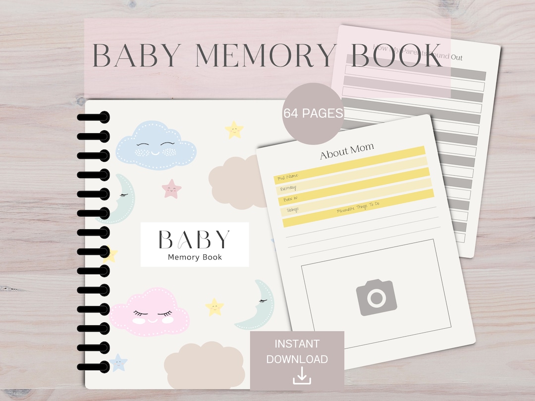 Baby Book Printable, Baby Memory Book, Gift for New Mom, Baby Shower ...