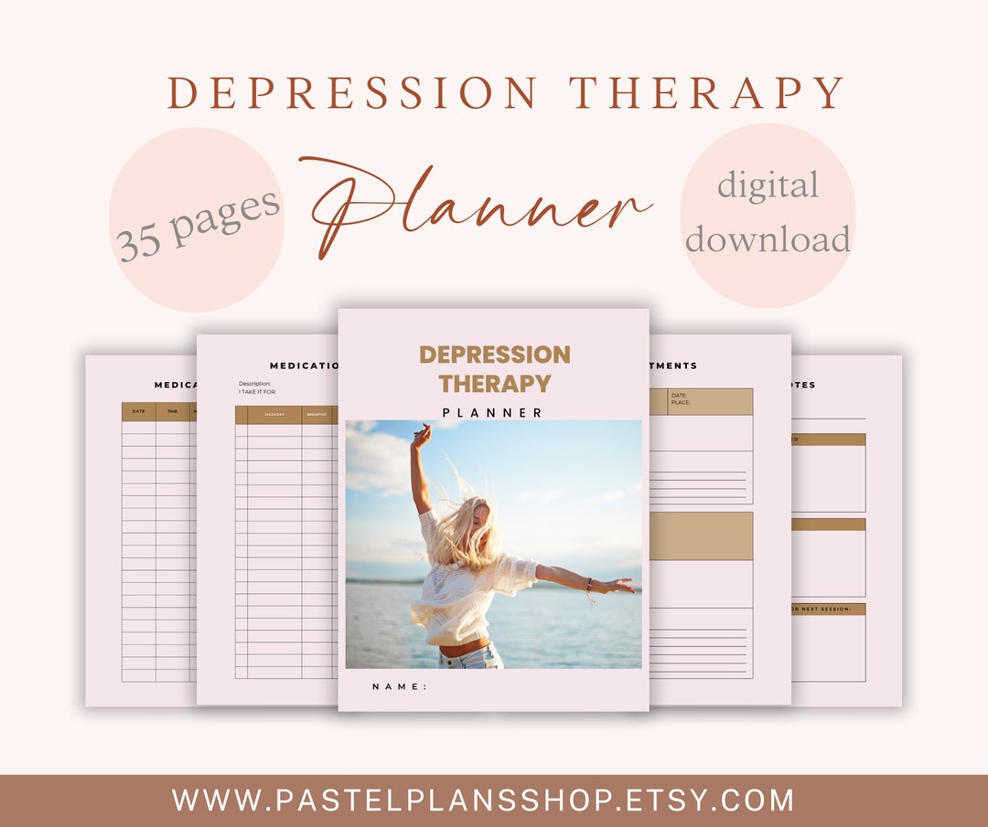 Depression Therapy Planner Printable, Mental Health Journal, Self Care ...