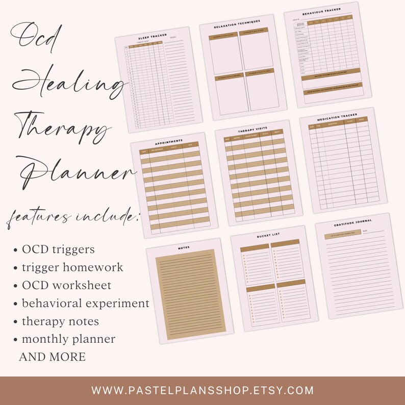 OCD Healing Therapy Planner Printable, Cognitive Behavioral Therapy ...