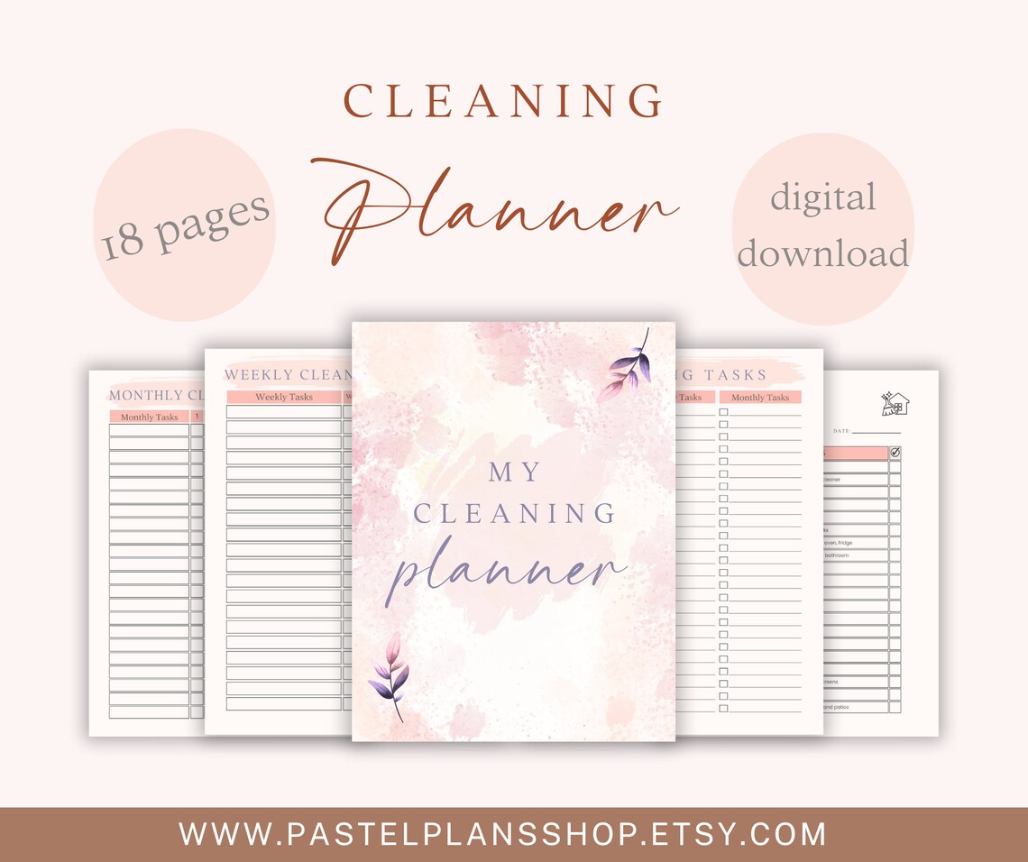 Cleaning Planner Printable, Cleaning Checklist, Home Cleaning Planner ...