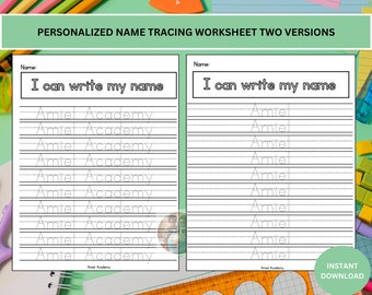 Personalized Name Tracing Worksheets for Kids Printable - Etsy