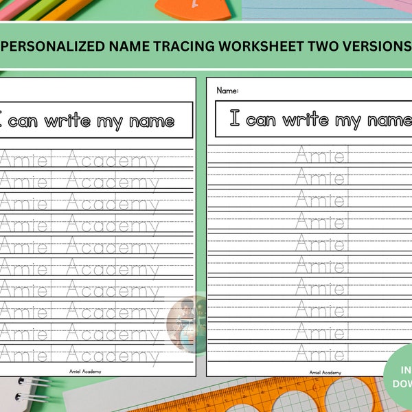 Personalized Name Tracing Worksheets for Kids Printable - Etsy