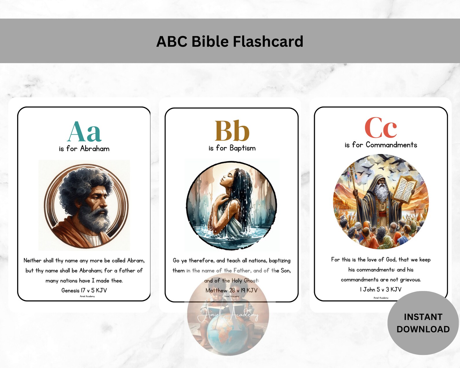 Alphabet Scripture Cards - ABC Bible Verse Flashcards for Kids - Bible ...