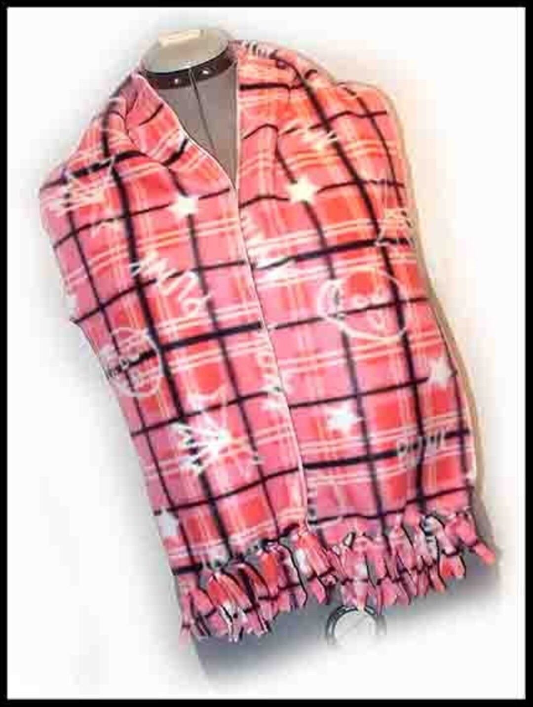 Graffiti Punk Pink Plaid Fleece Scarf, Unisex Muffler, Modern Neck ...