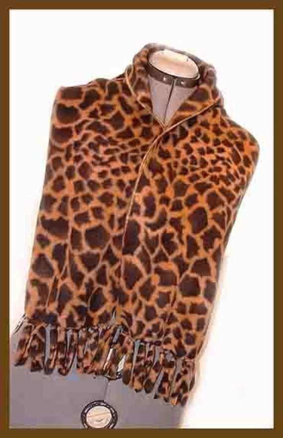 Brown Giraffe Print Fleece Scarf Wild Animal Neck Scarf | Etsy
