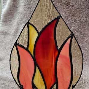 Fire Teardrop Stained Glass - Etsy
