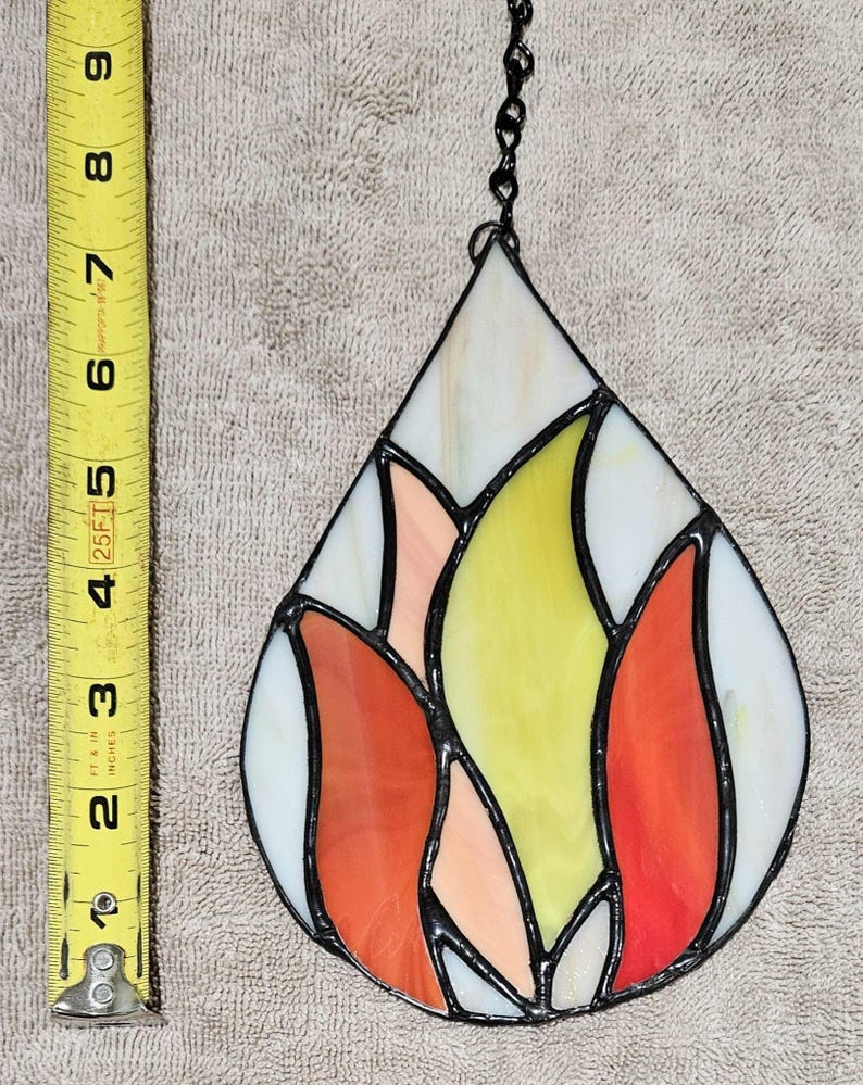 Fire Teardrop Stained Glass Suncatcher - Etsy
