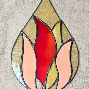 Fire Teardrop Stained Glass - Etsy
