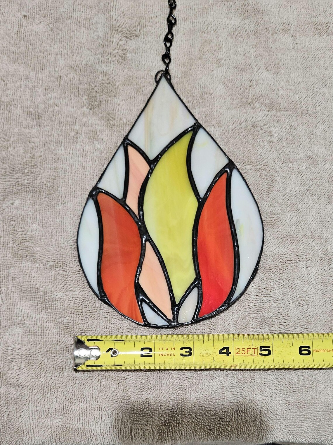 Fire Teardrop Stained Glass Suncatcher - Etsy
