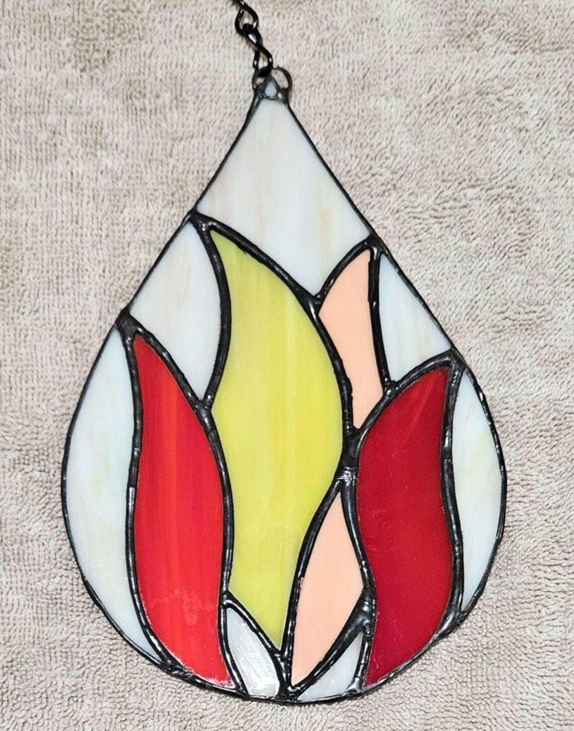Fire Teardrop Stained Glass Suncatcher - Etsy