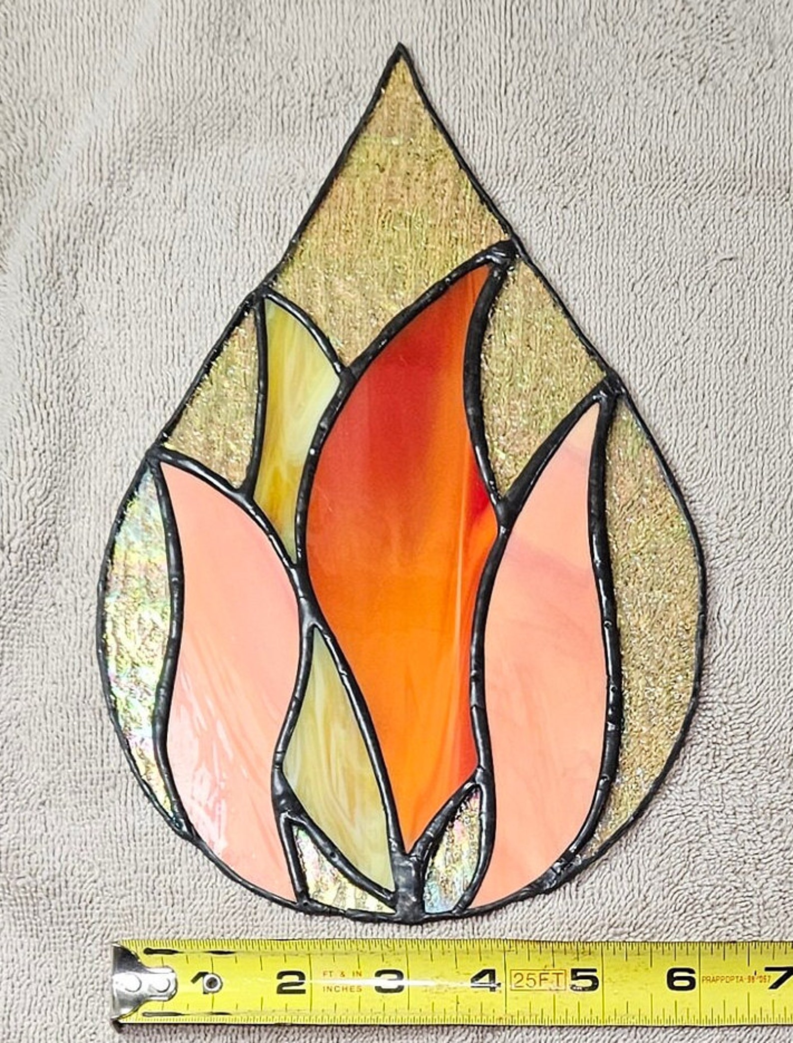 Fire Teardrop Stained Glass - Etsy