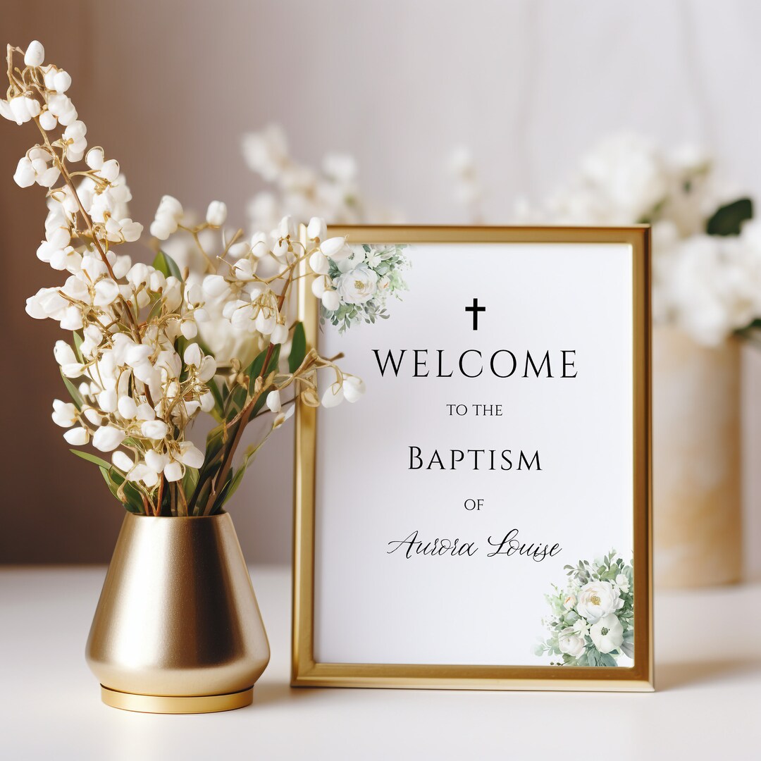 Baptism Welcome Sign Printable, 8x10 Welcome Christening Sign, Pink ...