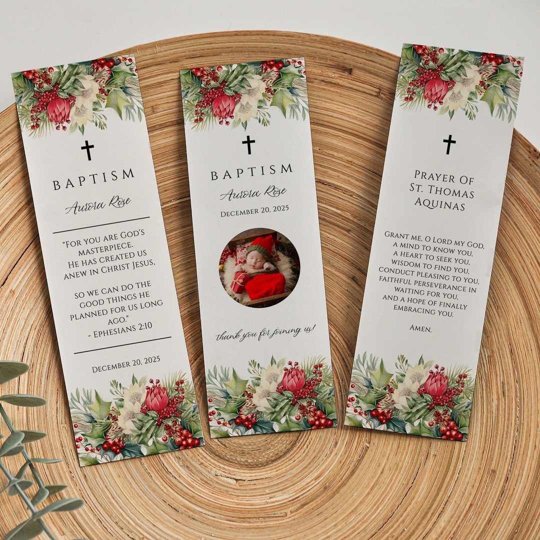 Winter Baptism Bookmark Favor | Printable Christening Favors ...