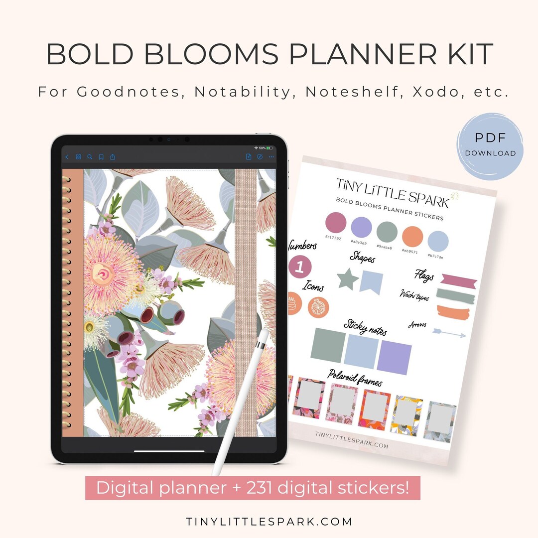 Bold Blooms Digital Planner, Spring Theme, Goodnotes, 2025 Planner ...