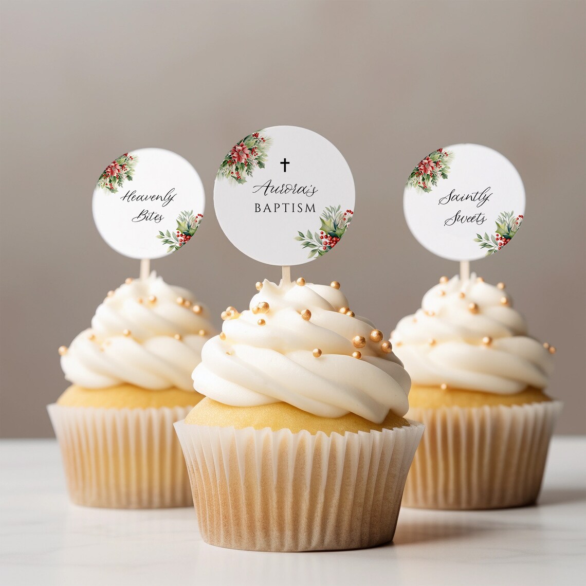 Baptism Cupcake Toppers Printable, Editable Cupcake Template, Baptism ...