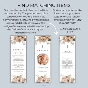 Dusty Pink Baptism Bookmark Favor: Personalized Christening Gift ...