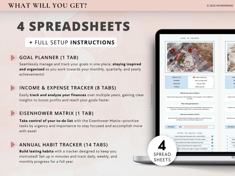 Goal Tracker 2025 Budget Spreadsheet Income and Expense Google Sheets ...
