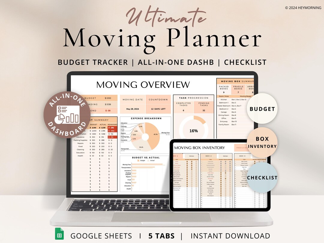 Moving Planner Google Sheets Home Moving Bundle Spreadsheet New ...